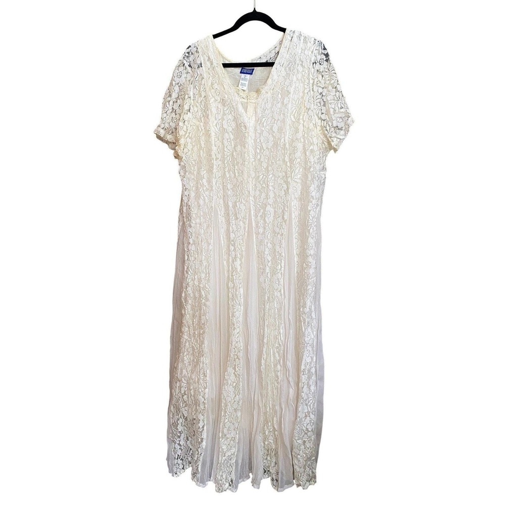 Vintage | Dresses | Vintage 97s Lace Maxi Dress Cream 22 Boho Romantic ...